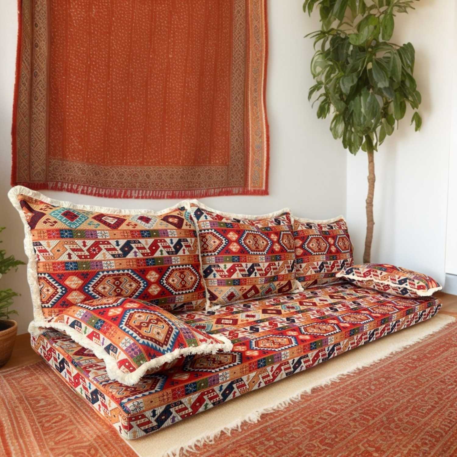 Moroccan Floor Couch Set | Traditional Arabic Majlis Seating | Bohemian ...