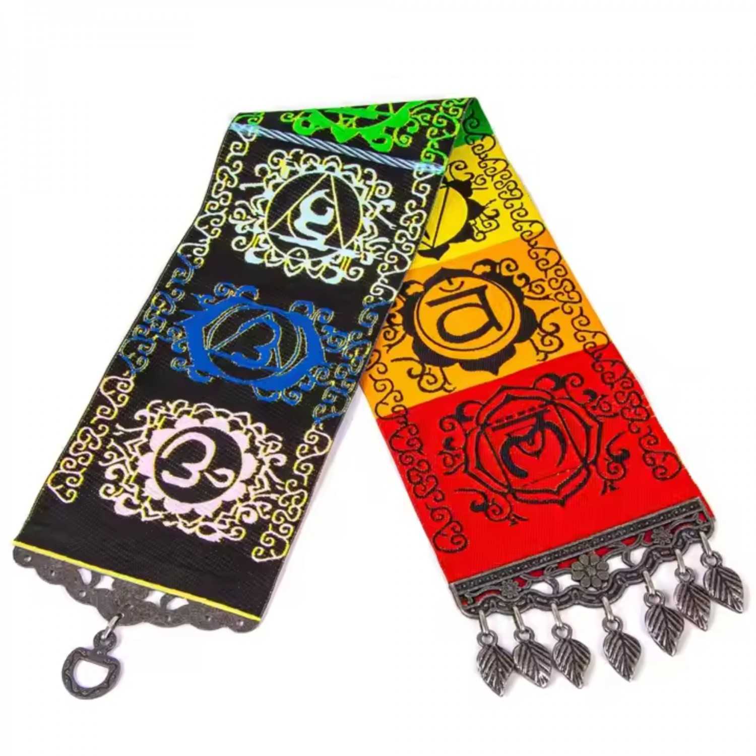 Handmade 7 Chakras Wall Hanging with Decorative Metal Frame and Tassels ...