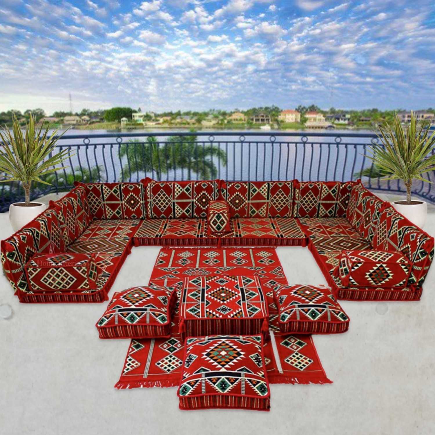 Arabic Style Majlis Sofa Set | Modular U-shaped Floor Couch | Bohemian ...