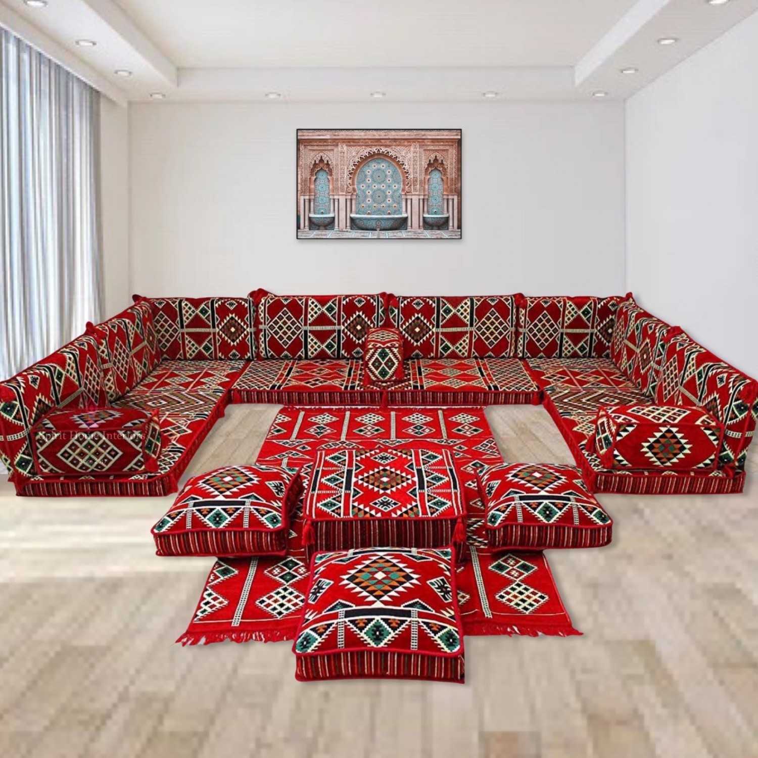 Arabic Style Majlis Sofa Set | Modular U-shaped Floor Couch | Bohemian ...