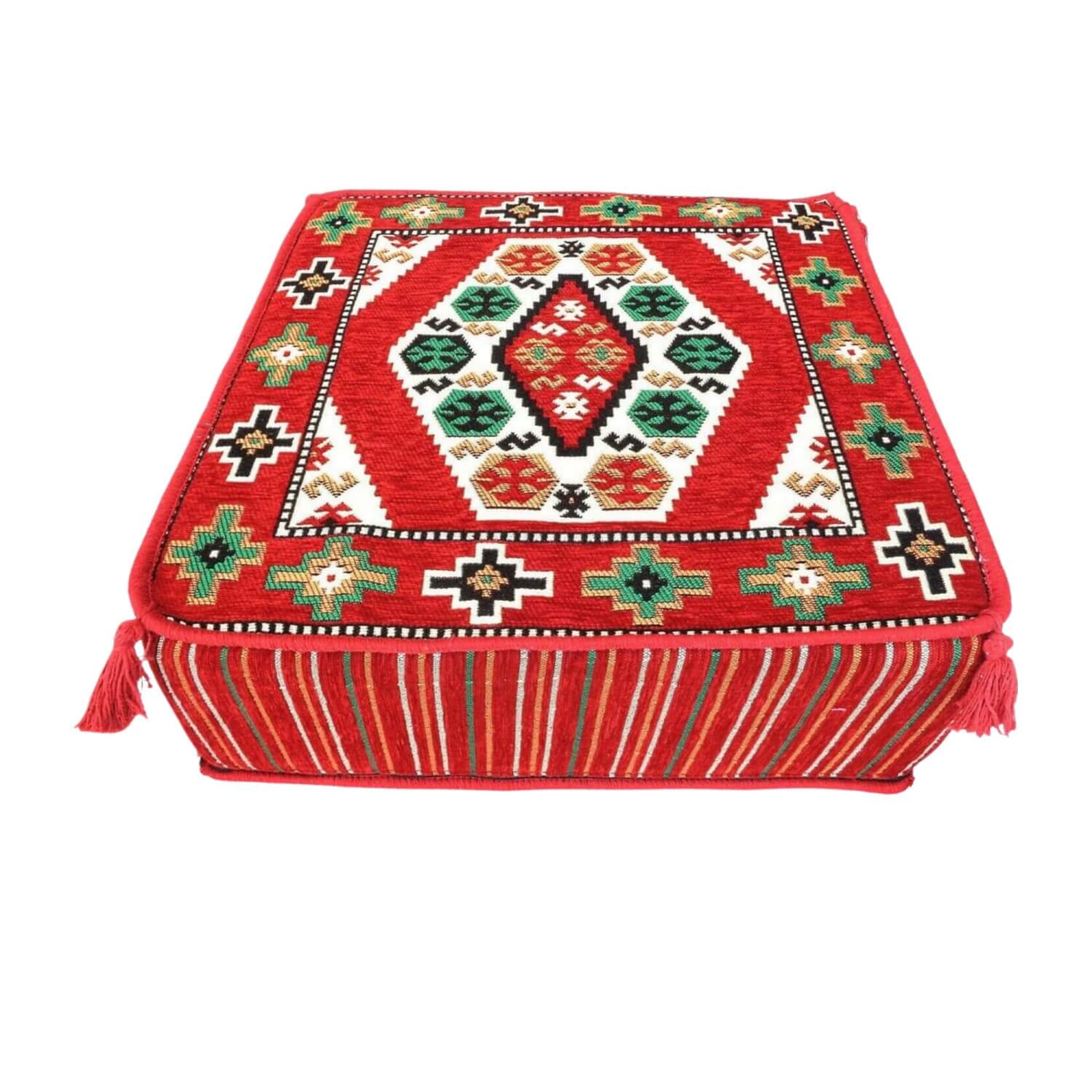 Bohemian style square pouffe | Moroccan style pouffe | Ottoman | Foot stool
