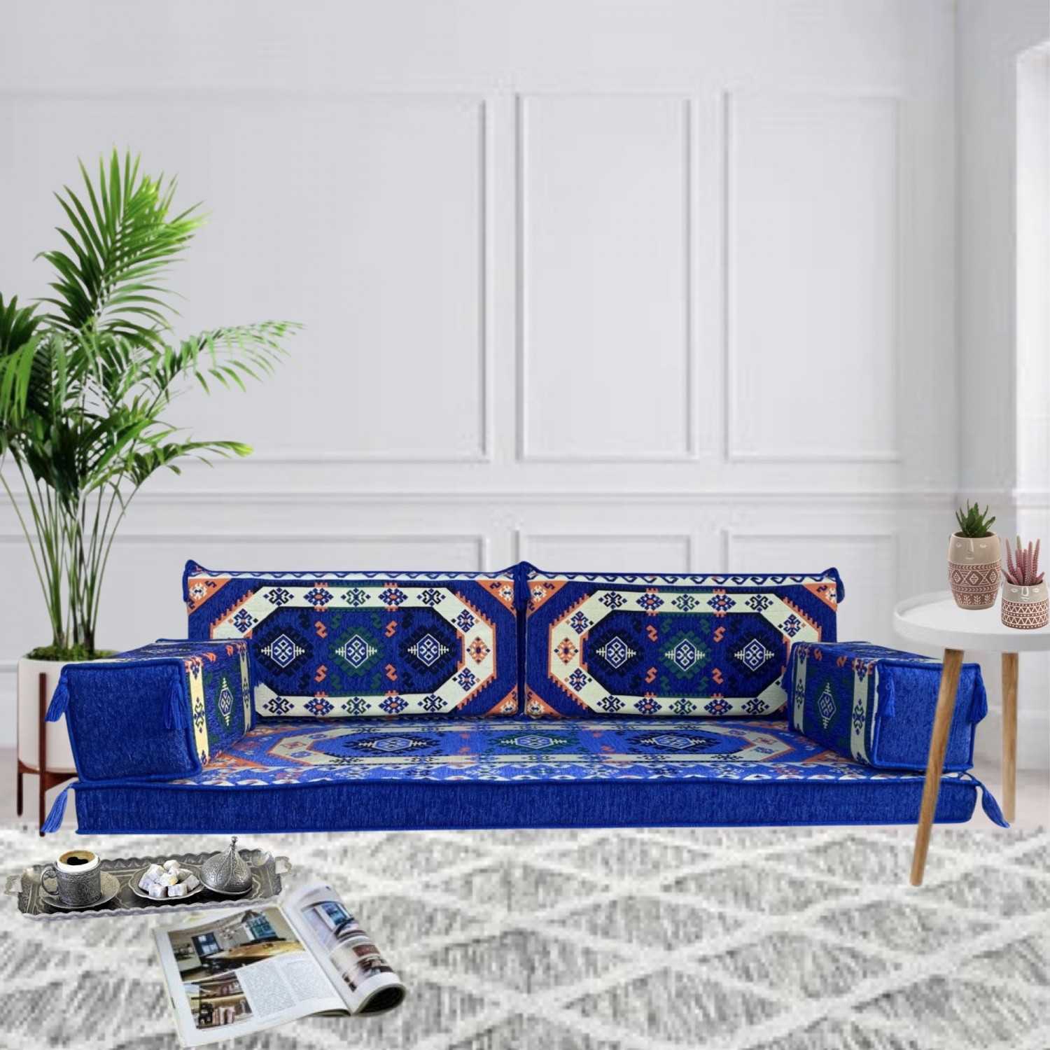 Arabic Majlis Floor Sofa: Handcrafted Elegance and Comfort l Floor Seating