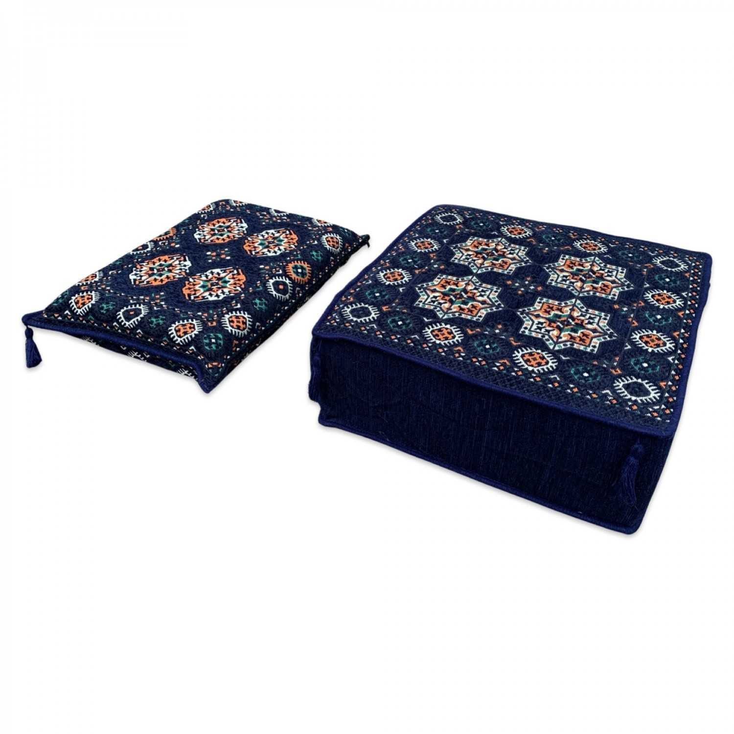 Handmade Boho Lounge Chair with Back Pillow | Arabic Majlis Seating