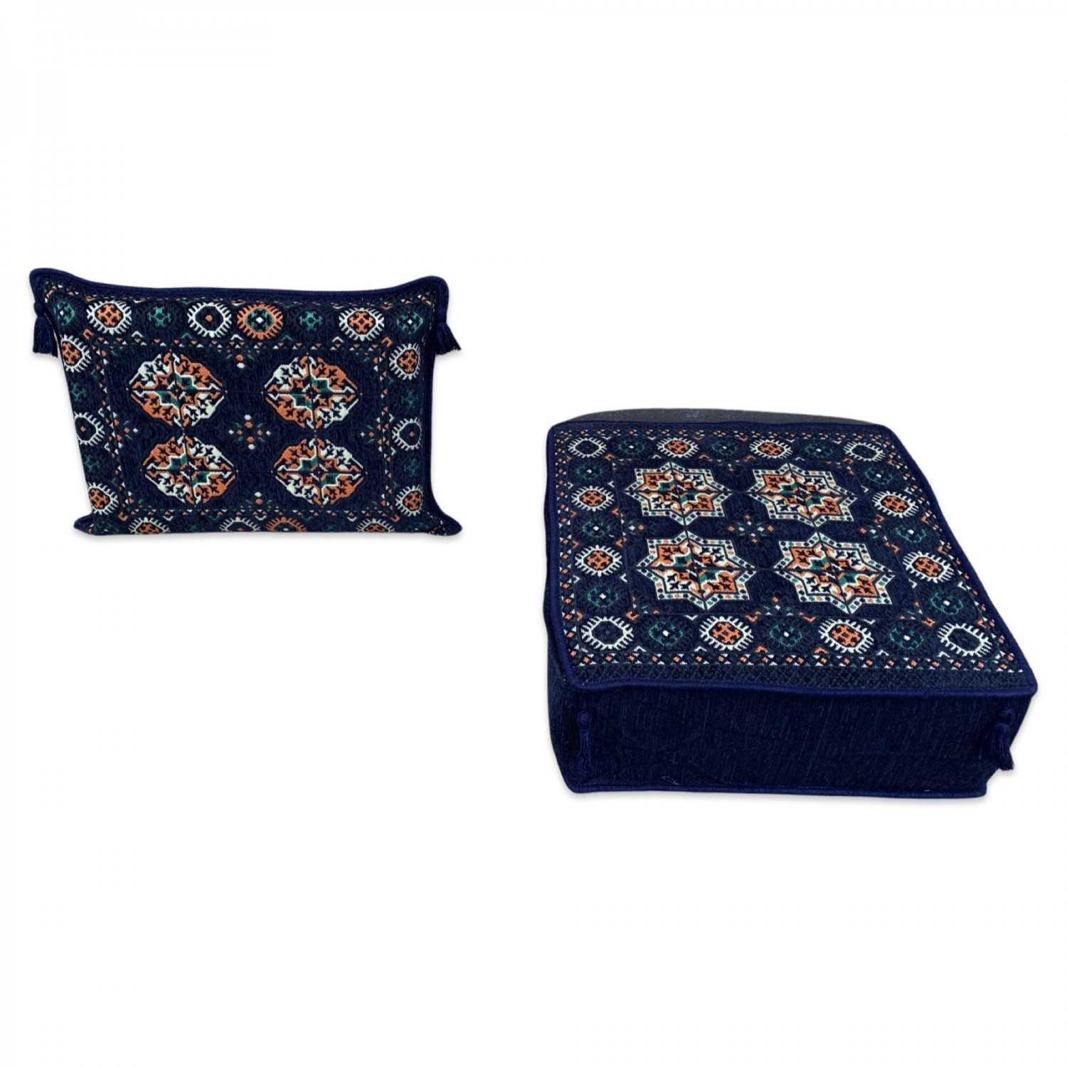 Handmade Boho Lounge Chair with Back Pillow | Arabic Majlis Seating